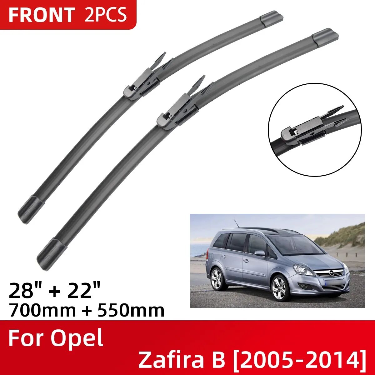 Передние щетки стеклоочистителя для Opel Zafira B 2005-2014, лобовое стекло, окно 28 "+ 22" 2006 2007 2008 2009 2010 2011 2012 2013 2014