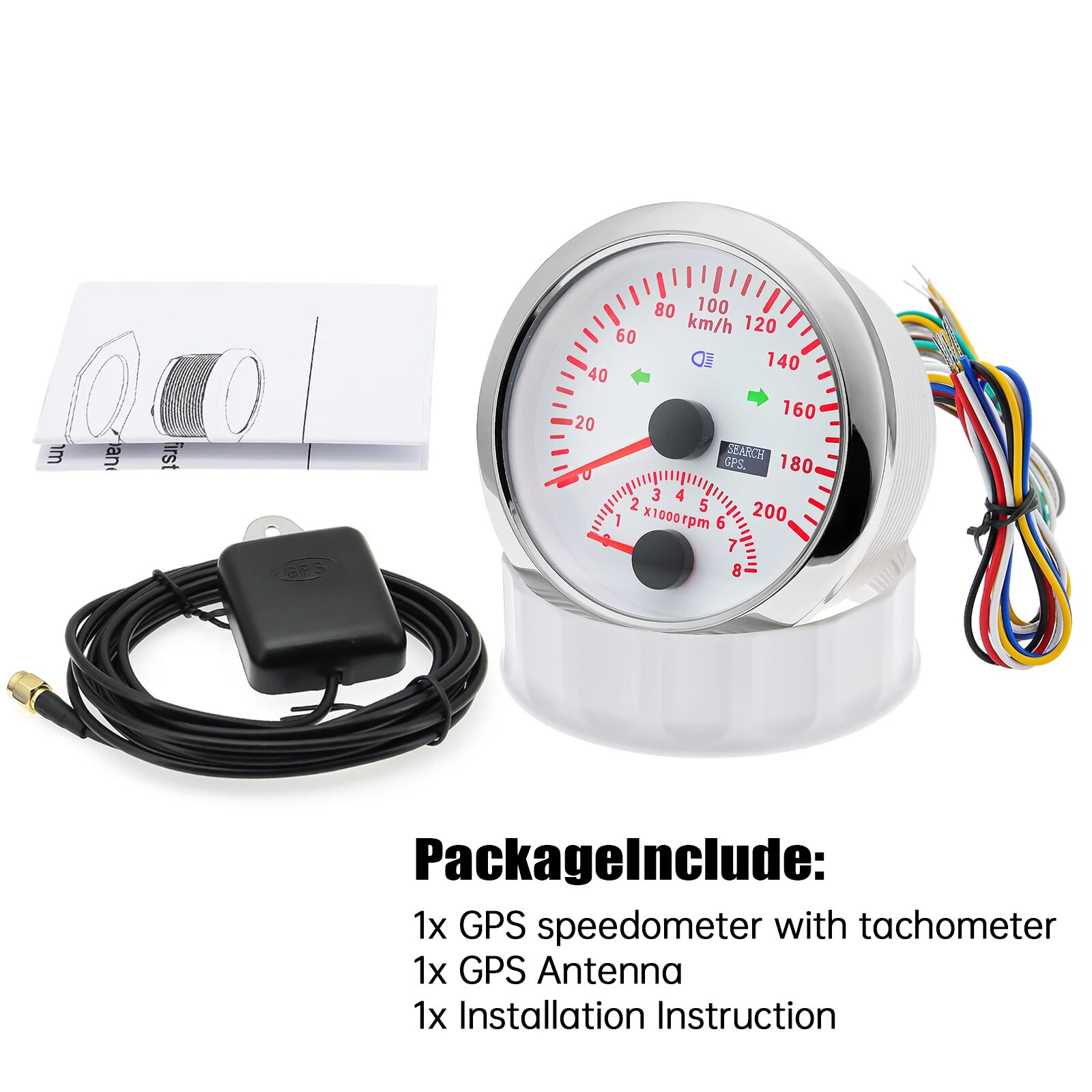 GPS-Спидометр с тахометром, 85 мм, 8000 об/мин WS 0-200kmh