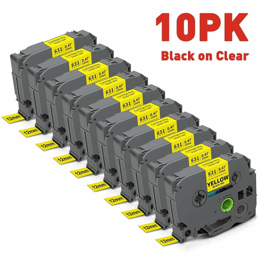 10шт лент для печати Brother TZe231, 6 мм, Black on Yellow