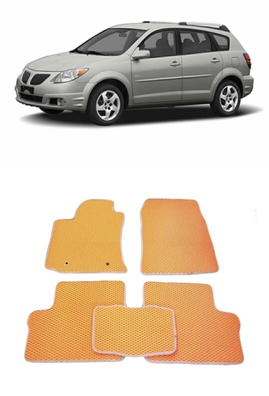 Ева коврики Pontiac Vibe I 2002 - 2008/ Ева ЭВА сота/ цвет Черный c красной окантовкой / EVA Smart / коврики в салон автомобиля Понтиак