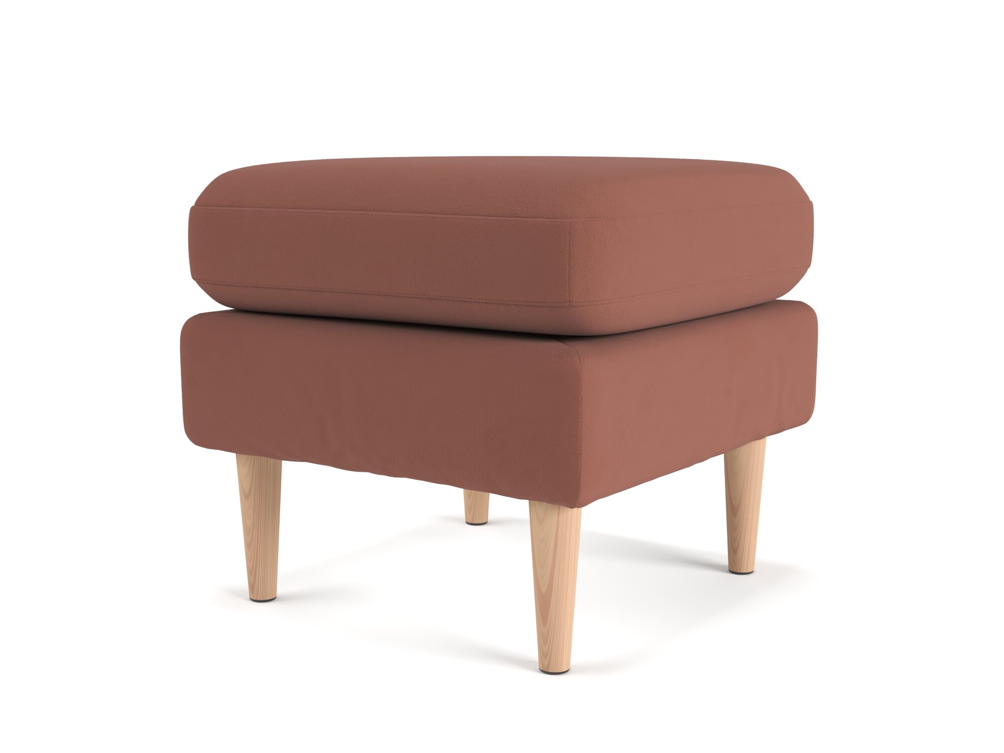 Квадратный мягкий пуф Soft Element Корс Coral на ножках, в прихожую, пуфик для ног, велюр, стиль современный лофт