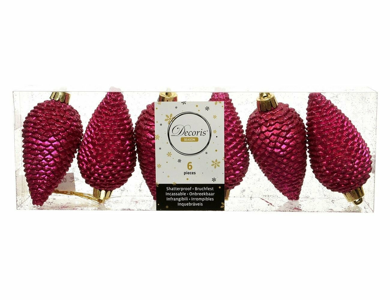 Набор украшений, цвет - малиновая фуксия, пластик, 8 см (упаковка 6 шт.), Kaemingk