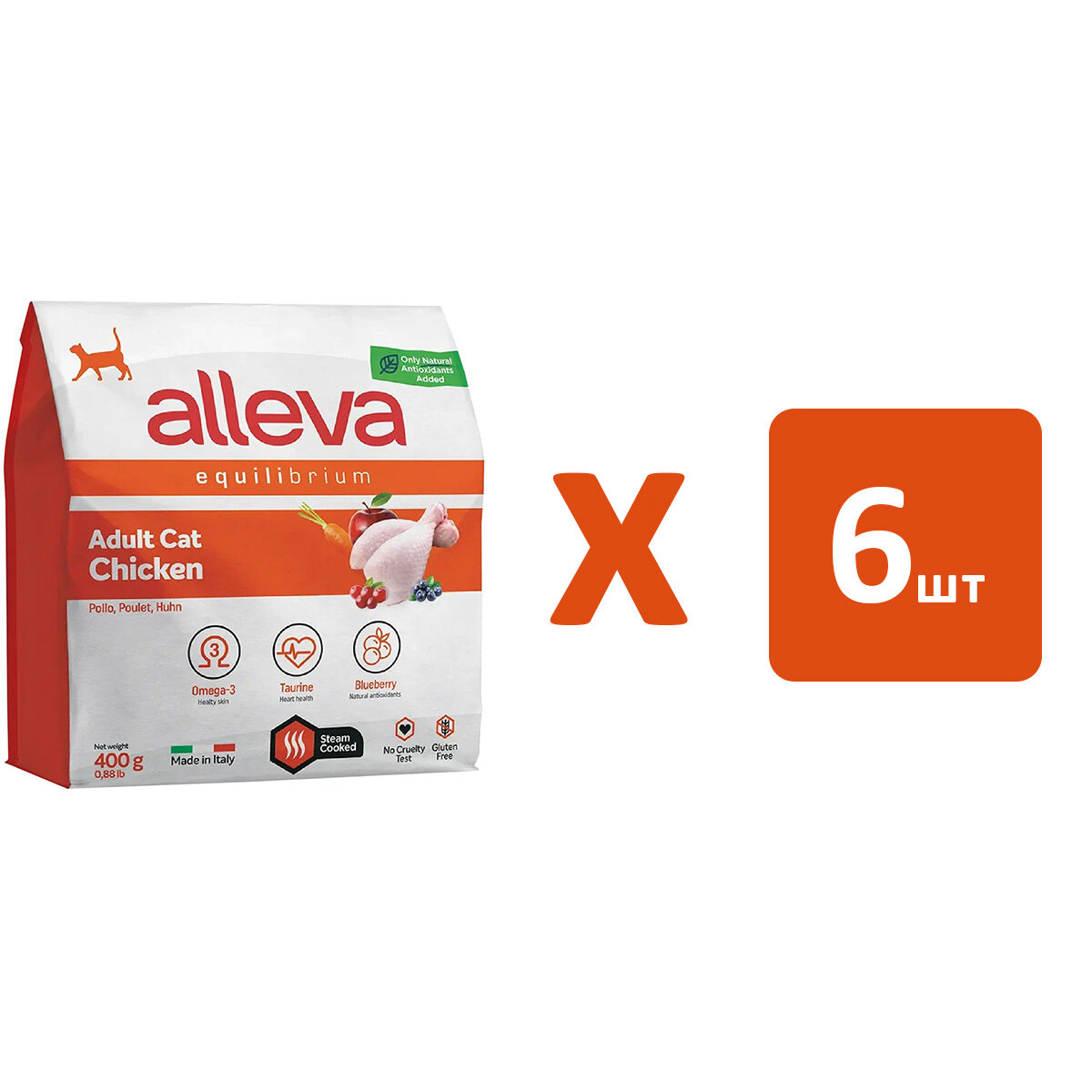 ALLEVA EQUILIBRIUM ADULT CAT CHICKEN для взрослых кошек с курицей (0,4 кг х 6 шт)