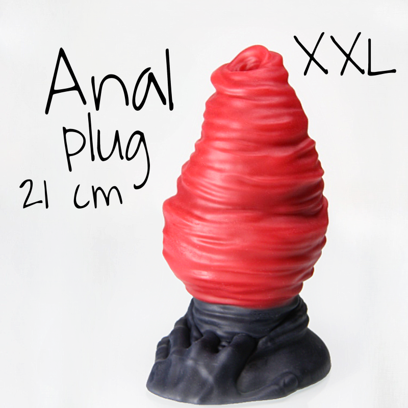 Огромная анальная пробка силиконовая (с присоской) , дилдо для фистинга, анальный плаг