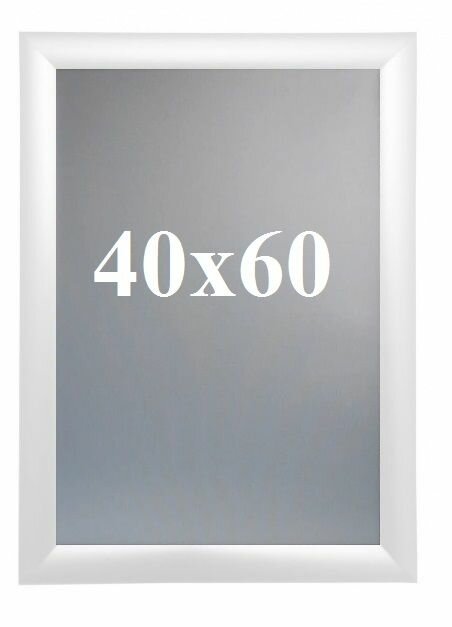 Рамка алюминиевая Клик, 40*60, прямой угол, Белый, защелкивающийся профиль