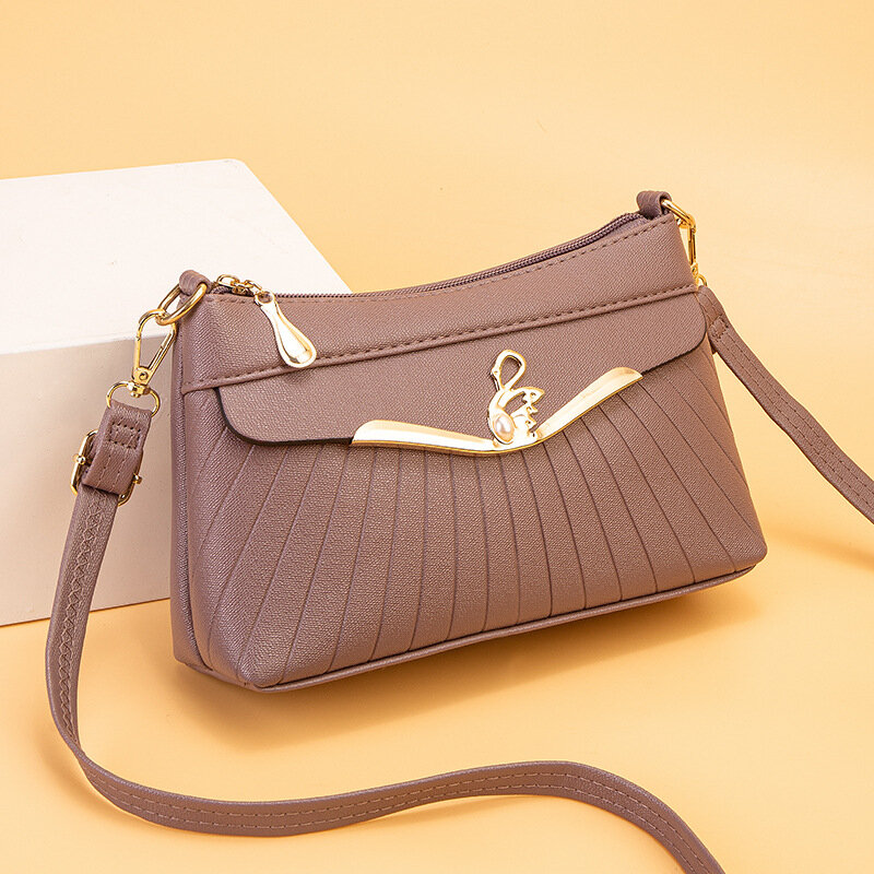 Новая женская сумка через плечо Guangzhou Hengli 2024 года, многофункциональная, для матерей среднего и пожилого возраста, мягкая кожаная маленькая сумка