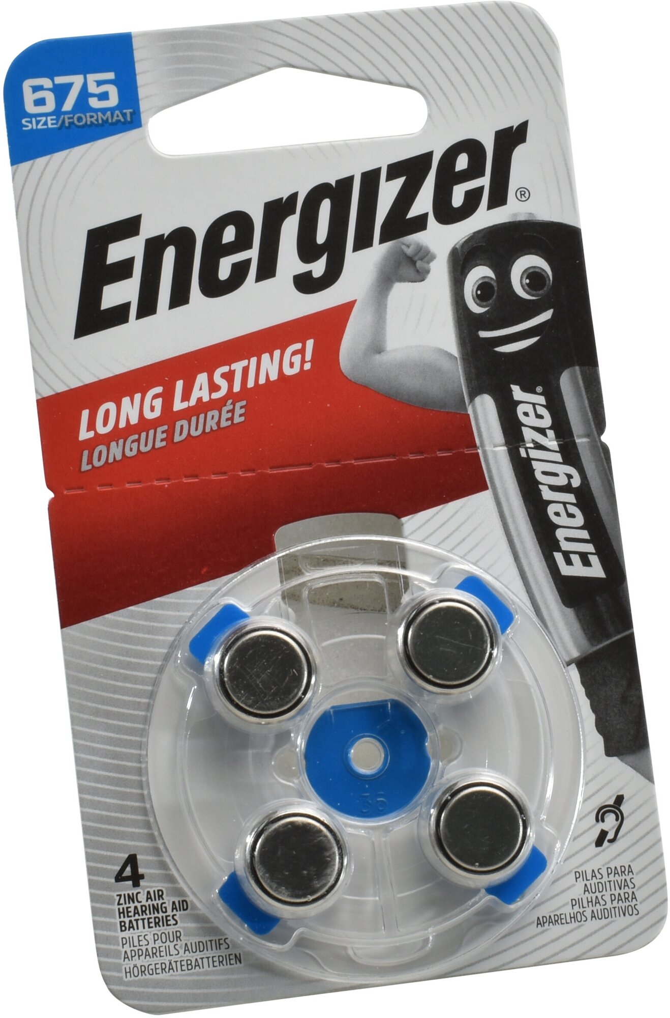 Батарейка Energizer EZ Turn & Lock 675 BL4 (воздушно-цинковая, для слухового аппарата, напряжение: 1.45 V)