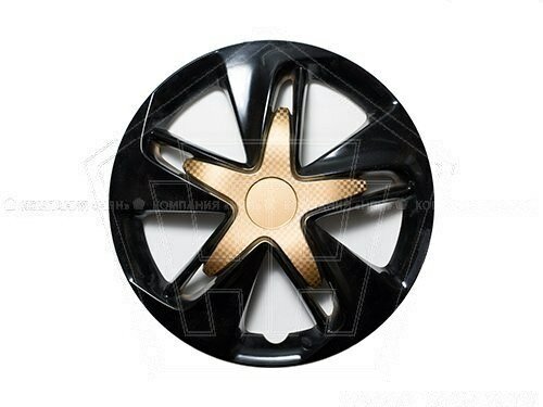 Колпаки декоративные (на пруж.) r-16 "супер астра микс" золотисто-черный (к-т 2 шт) (lw1619)