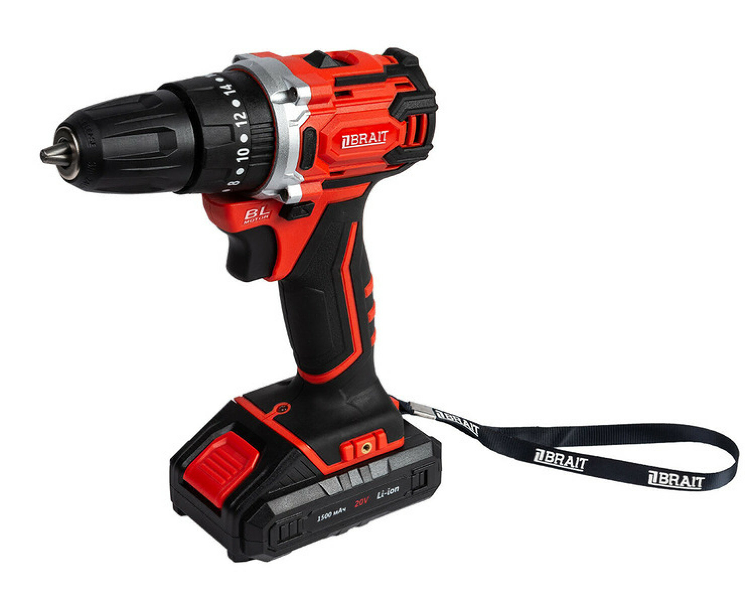 Дрель аккумуляторная BRAIT BCD20SSBL (Бесщеточный двигатель, 2 АКБ, ЗУ)
