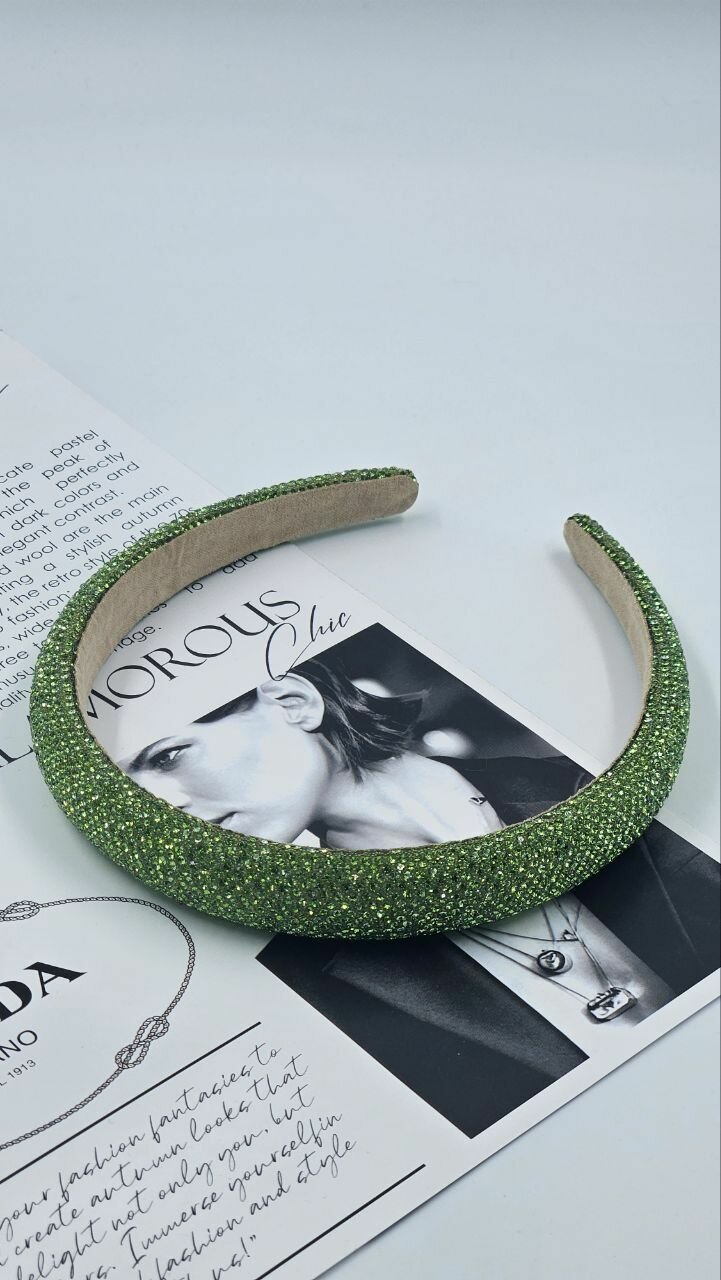 Ободок для волос женский широкий со стразами