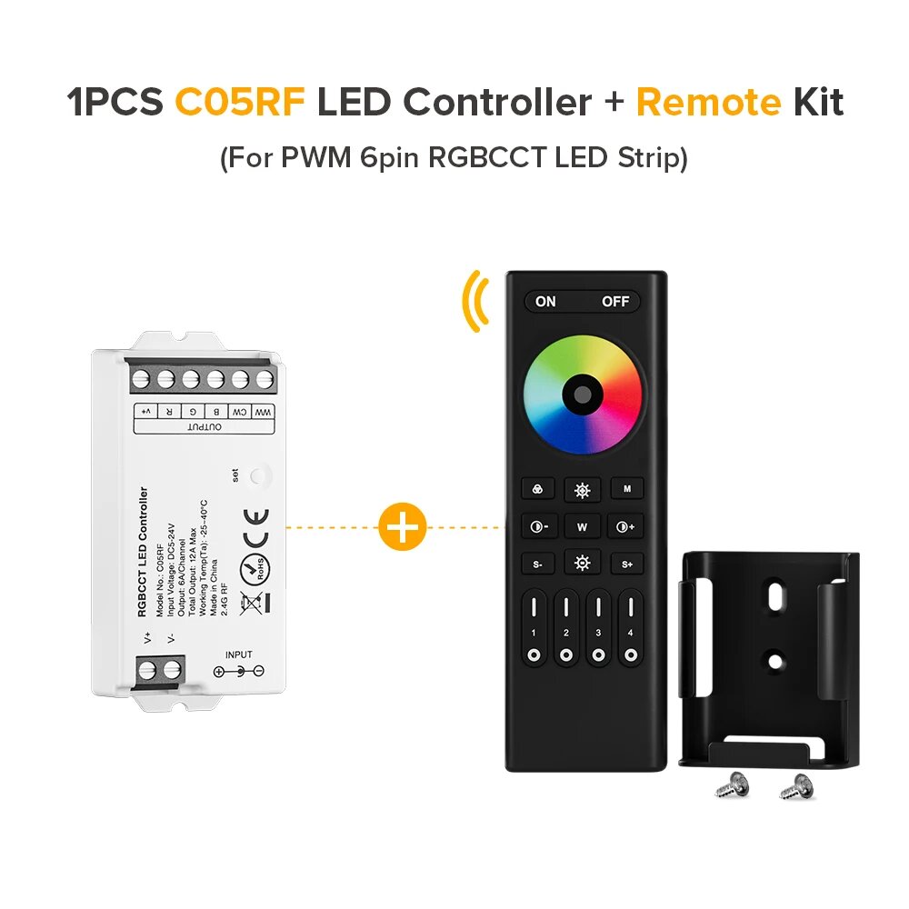 BTF-LIGHTING RGB контроллеры для светодиодной ленты Black Remote, 1xC05RF 6pin RGBCCT