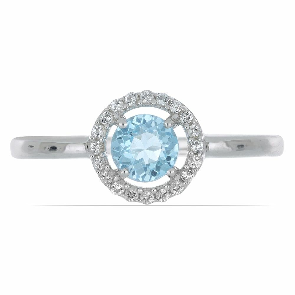 Кольцо, серебро, 925 проба, родирование, топаз