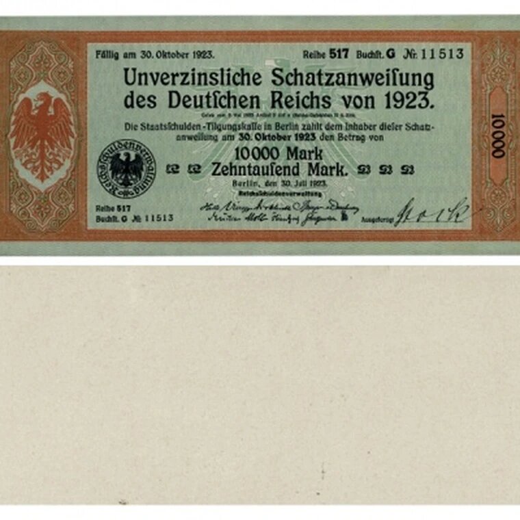 Германия 10000 марок 1923 казначейское обязательство, сувенирная копия, банкноты и купюры редкие коллекционные
