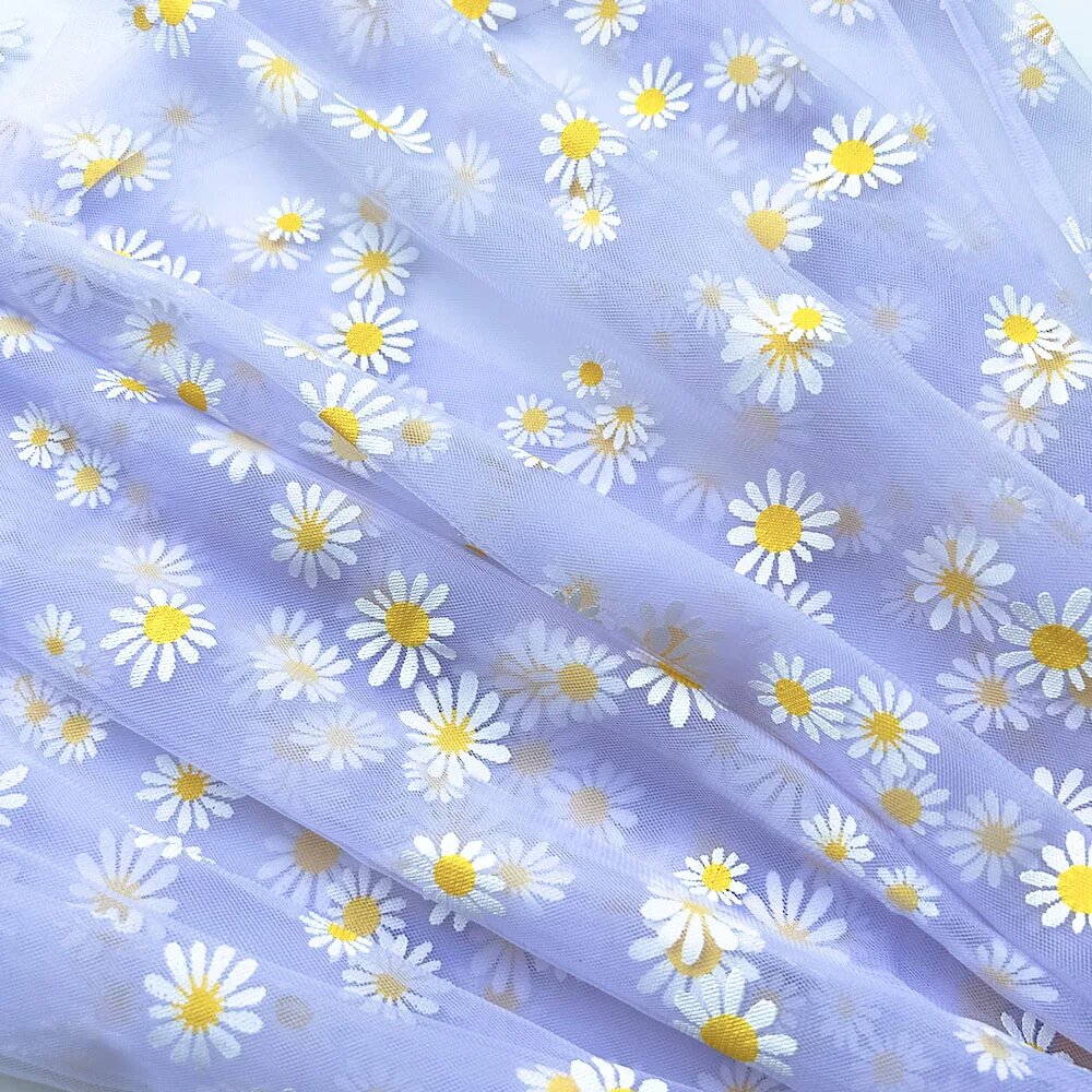 Тюль ткань ромашка цветок звезда любовь снежинка сетка фиолетовый