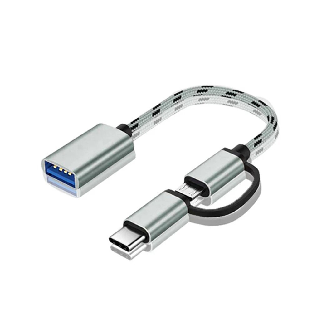 Кабель-адаптер Micro USB/Type C 2 в 1, кабель-переходник USB 3.0 для быстрой зарядки, кабель-переходник для передачи данных для Samsung Grey