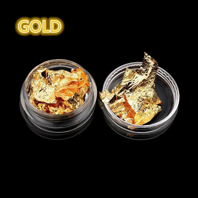 Золотая серебристый неправильной формы алюминиевая фольга, наклейка для ногтевого дизайна, 3D блестки, для самостоятельного маникюра, УФ-гель-лака, инструменты для украшения ногтей, 1 коробка