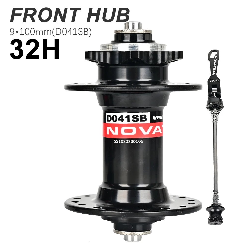 Novatec D041SB/D042SB ступицы велосипедные дисковые черные/красные Черный, Black front 32H