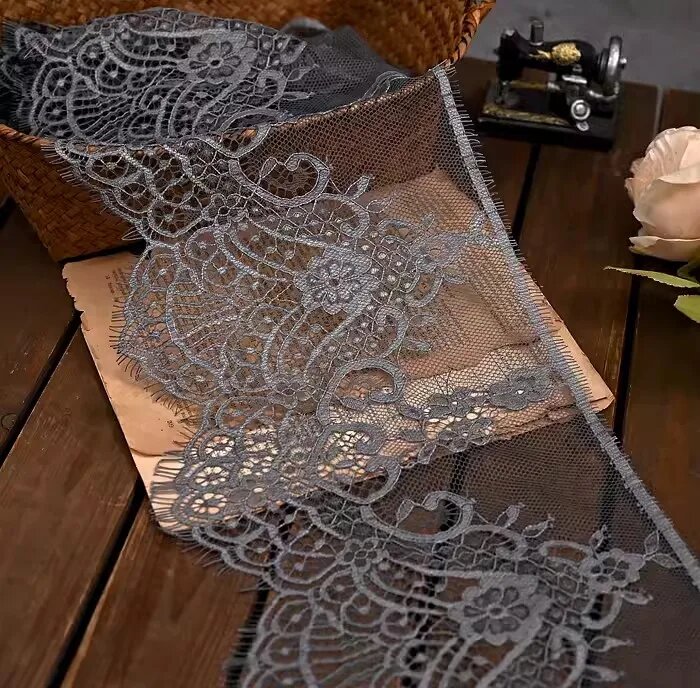 Французское кружево 18см полиэстер 3м dark grey