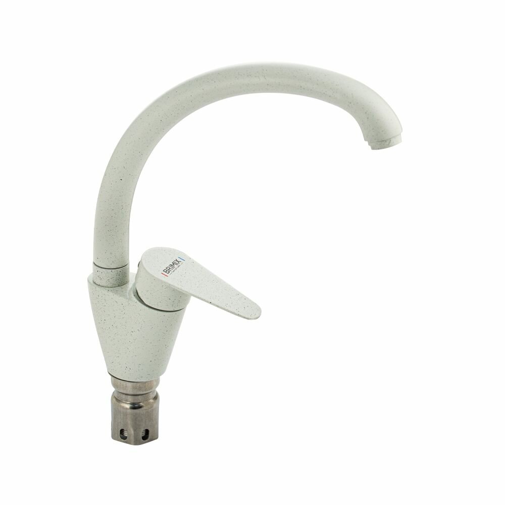 Смеситель для кухни шаровый, боковой, из нержавеющей стали марки 304, цвет белый камень.