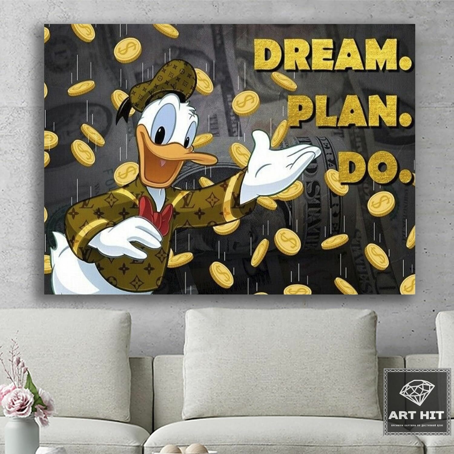 Картина Скрудж Макдак и Дональд Дак с деньгами, 60х80 см.