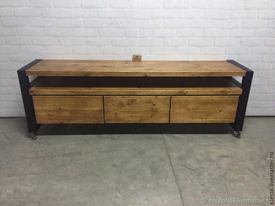 Тумба "EasyLOFT" в стиле лофт ТВ, в гостиную, для дома и офиса, 140х40х50 см.