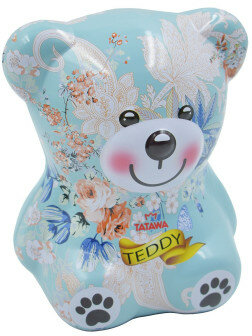 Печенье TATAWA сдобное " Мишка Тедди" с черничным джемом, голубая копилка /жесть/ 144г