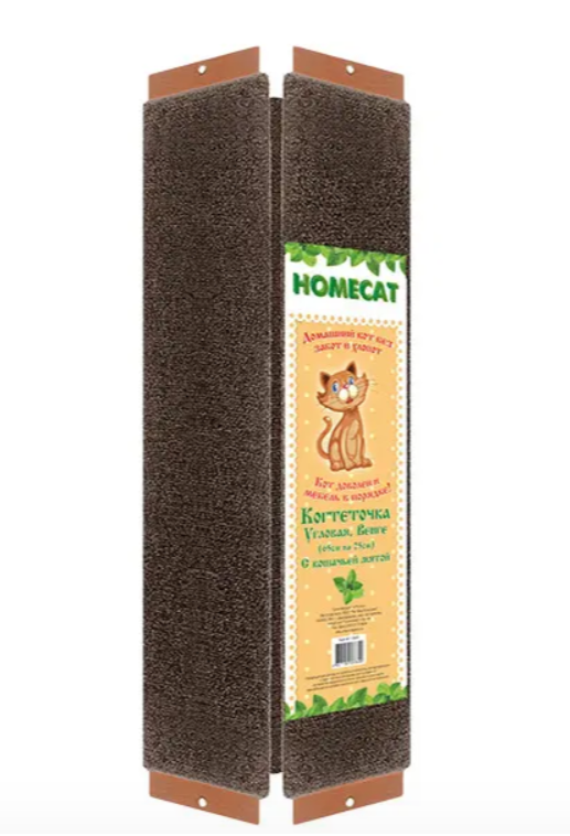 Homecat Когтеточка с кошачьей мятой, венге, угловая, 65х25 см