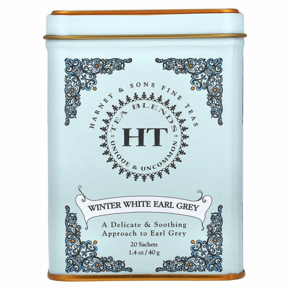 Harney & Sons, HT Tea Blends, смесь чая с белым бергамотом, 20 пакетиков, 40 г (1,4 унции)