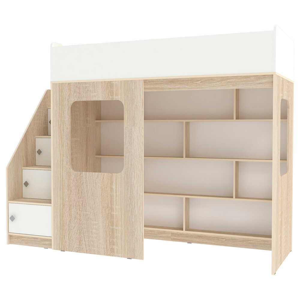 Кровать чердак Л-С604.3 75x175 Дуб Сонома Белый