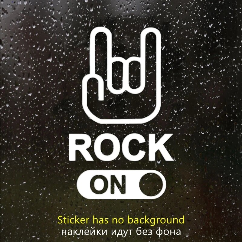 Наклейка на авто "Rock On" белая, винил, без фона