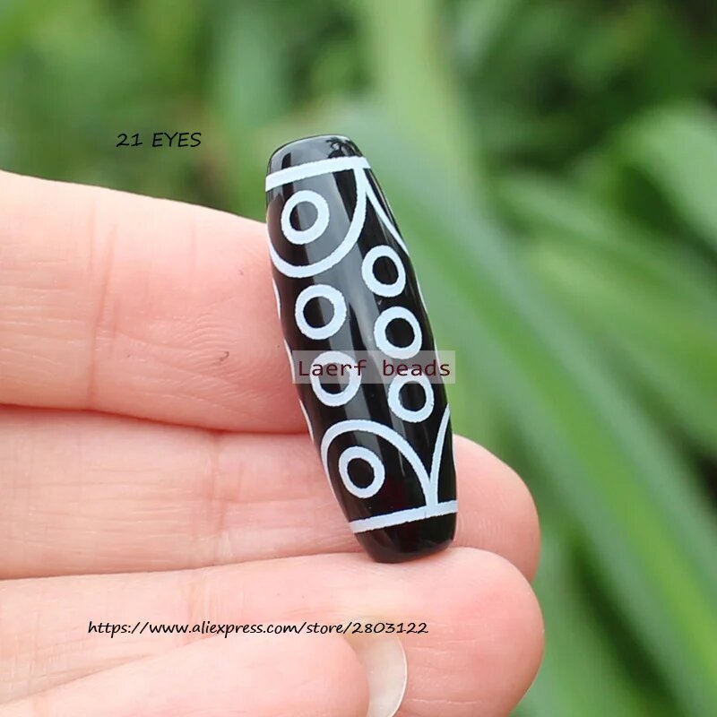 Бусина Тибетский ДЗИ 21 Eyes, черный агат