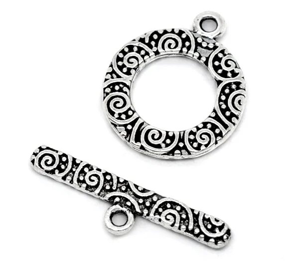 Заключения для бижутерии DoreenBeads, круглые, антикварный стиль, металлические, 3 комплекта