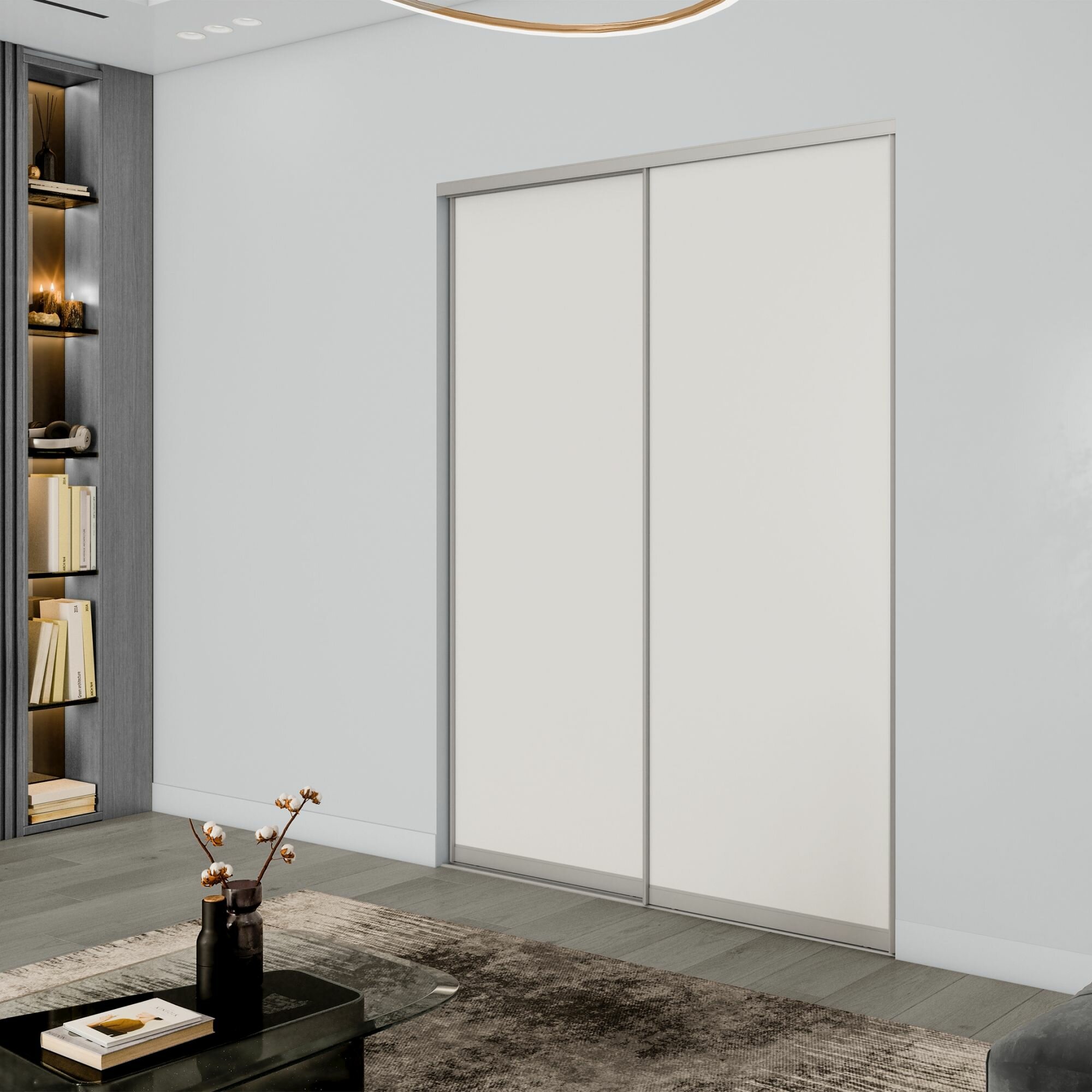 Готовое решение "Элегант" 2дв. ЛДСП, Серебро профиль, 120х10х225