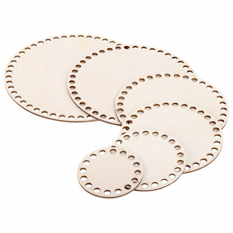 Донышки деревянные для вязания круглые, 6шт, диаметр 8-10-13-15-18-20см.