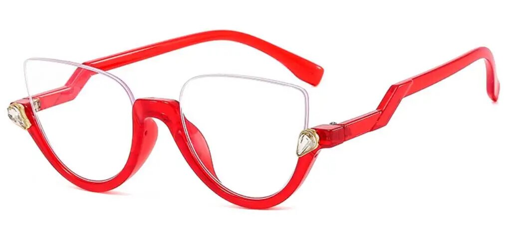 Женские дизайнерские очки Glocco "кошачий глаз" с защитой от синего света red clear, Красный, +450