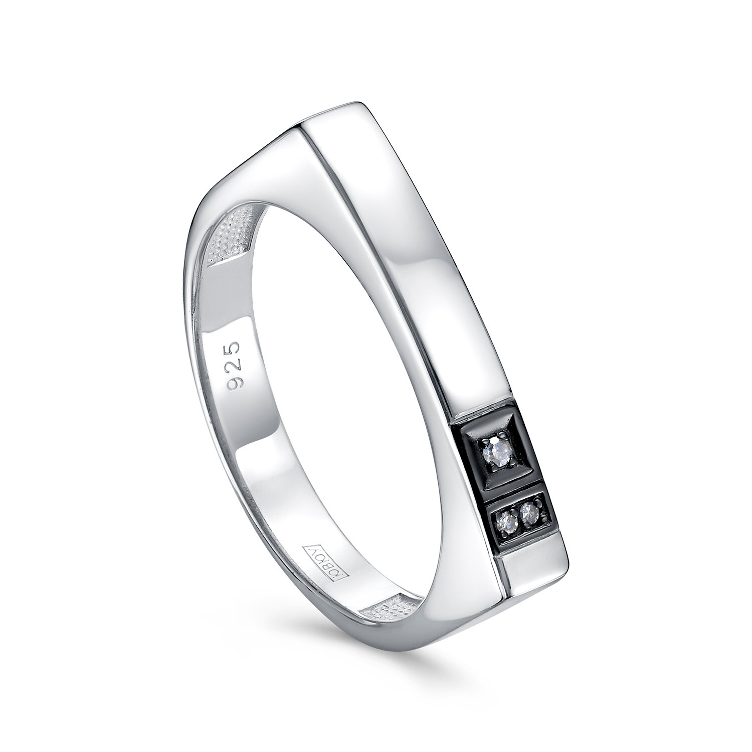 Кольцо тонкое, серебро, 925 проба, бриллиант