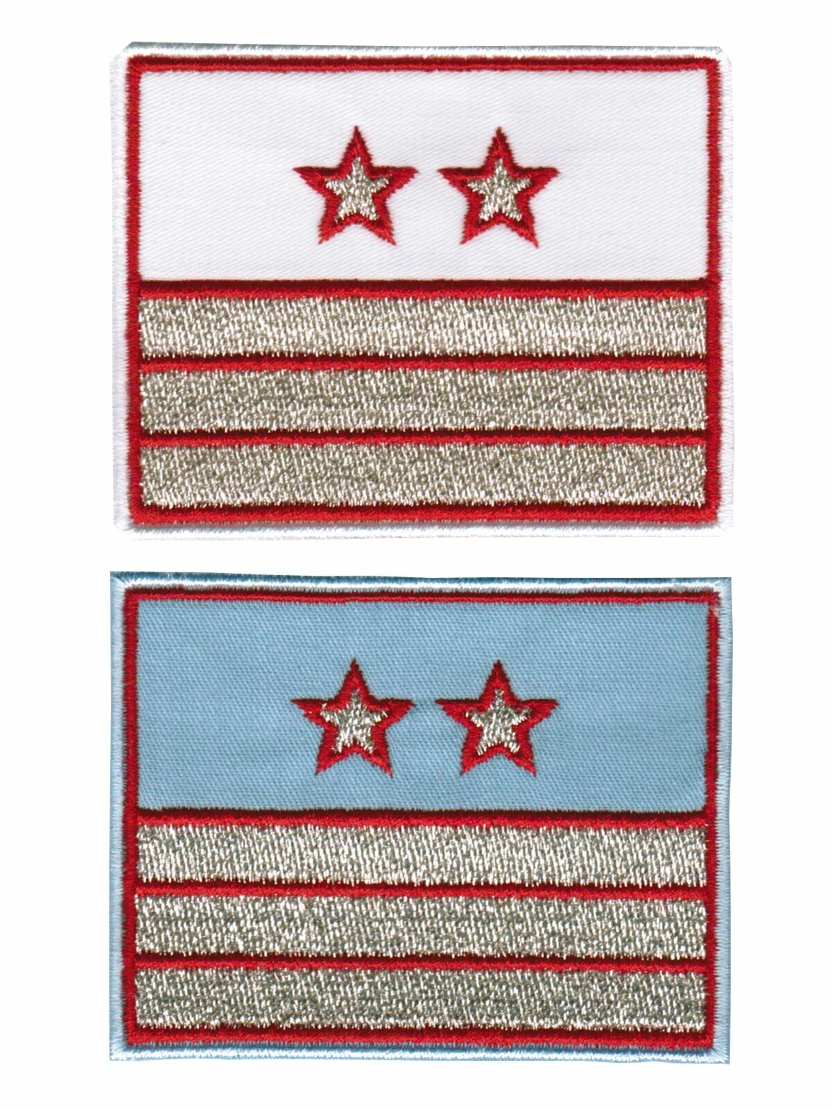 Нашивка РЖД три полосы две звезды, набор 2 штуки (1 белая и 1 голубая)