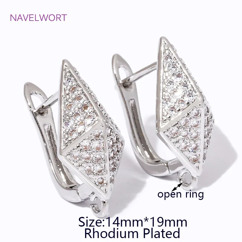 Сережки швензы NAVELWORT, Rhodium Plated, 14mm*19mm