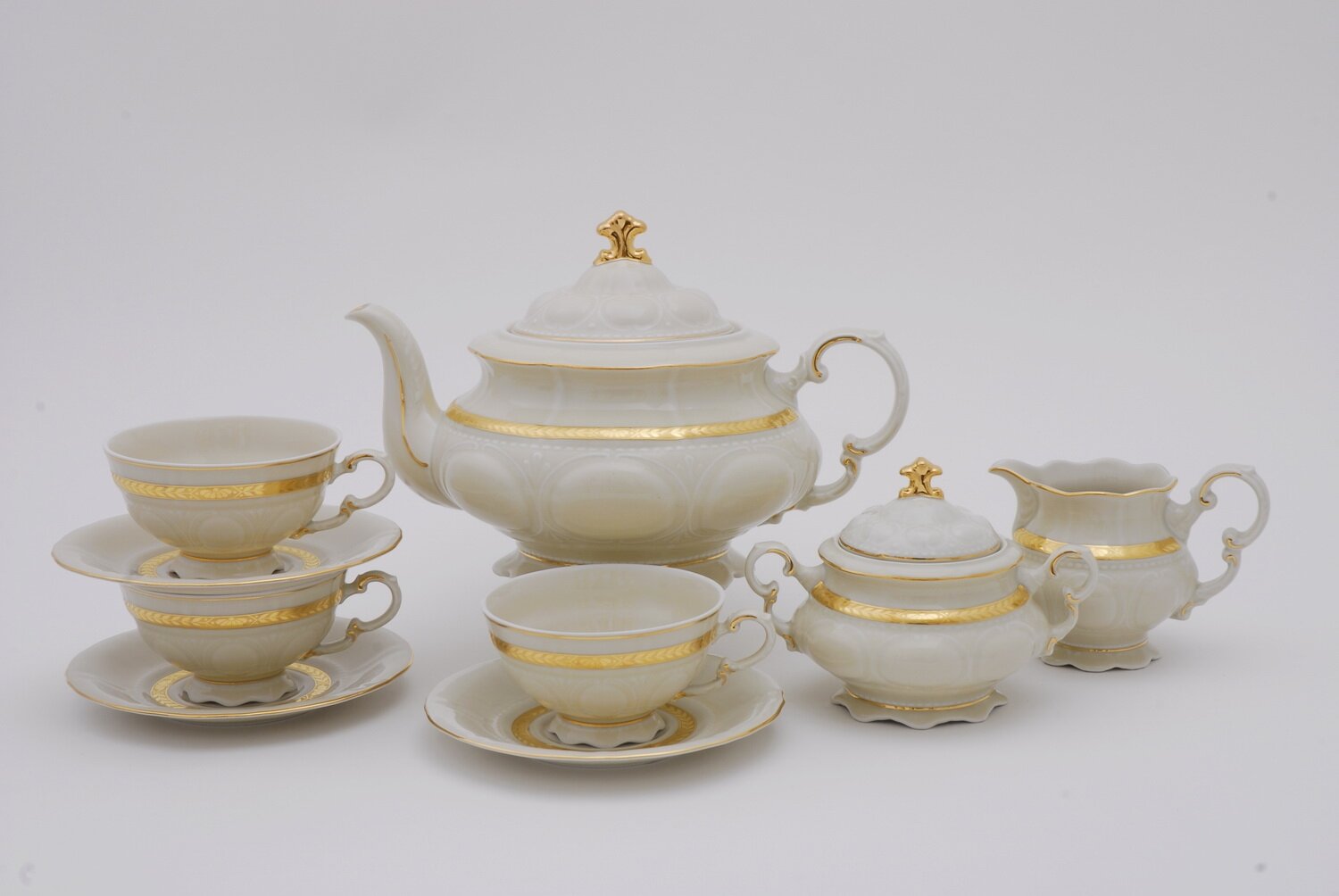 Чайный сервиз 6 персон 15 предметов Слоновая кость, Золотой кант Соната 07560725-1239, Leander