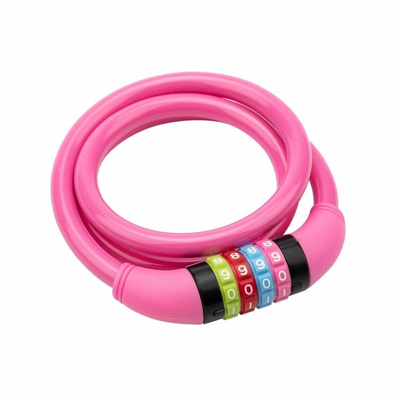 Замок тросовый кодовый взломостойкий для велосипедов и колясок 100см розовый четыре сезона
