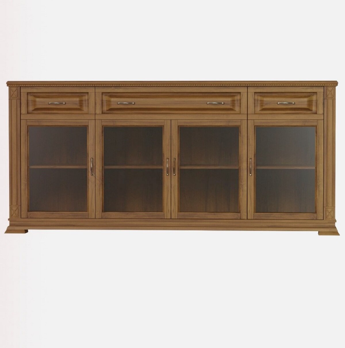 Комод-витрина из массива сосны Верди PREMIUM 205, 200x45x90 клас. орех 2