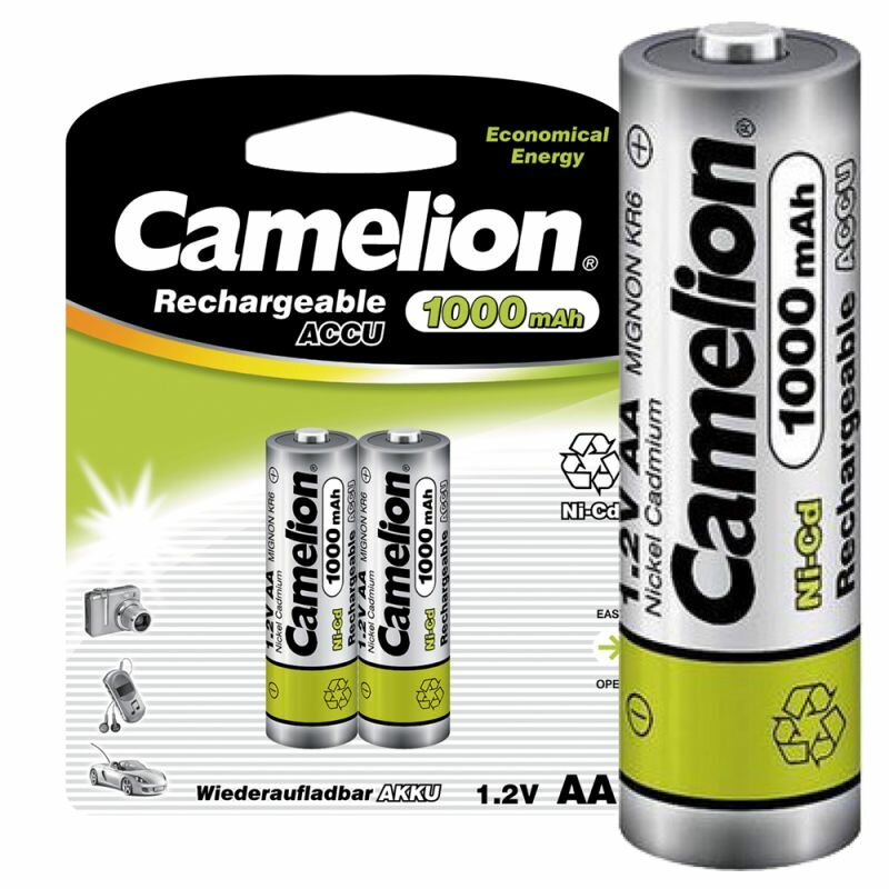 Аккумулятор AA/R6 NI-CD 1000мА. ч BP-2 металлик (блист.2шт) Camelion 6181