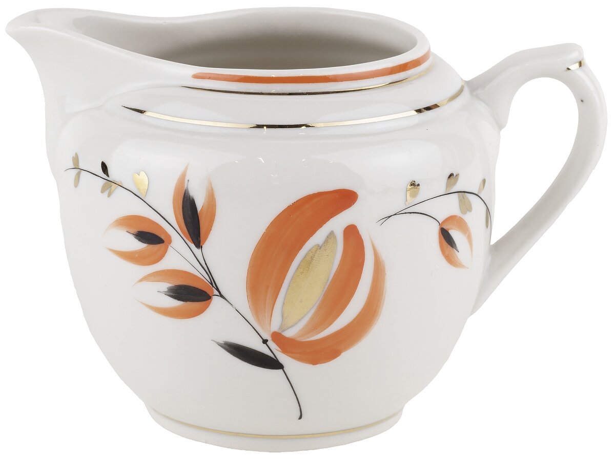 Молочник "Ноготки", Фарфор, винтаж, Вербилки, СССР, 1954-1965 гг.