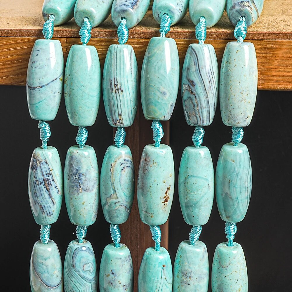 Натуральный драгоценный камень, гладкие синие, сумасшедшие кружевные агатовые бусины, трубчатые бусины-колонны, окрашенные нити для изготовления ювелирных изделий, браслет «сделай сам», 30x13 мм