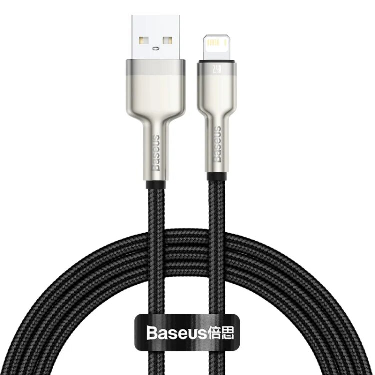 Кабель Baseus Cafule Series Metal Data Cable USB to IP 2.4A 1m, Black