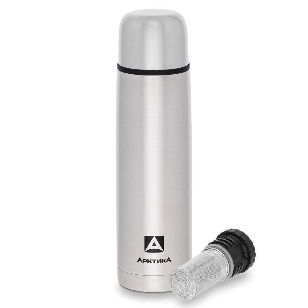 Термос нерж, 1 л, узк. горл, Арктика, колба нерж, с ситечком, 101-1000С