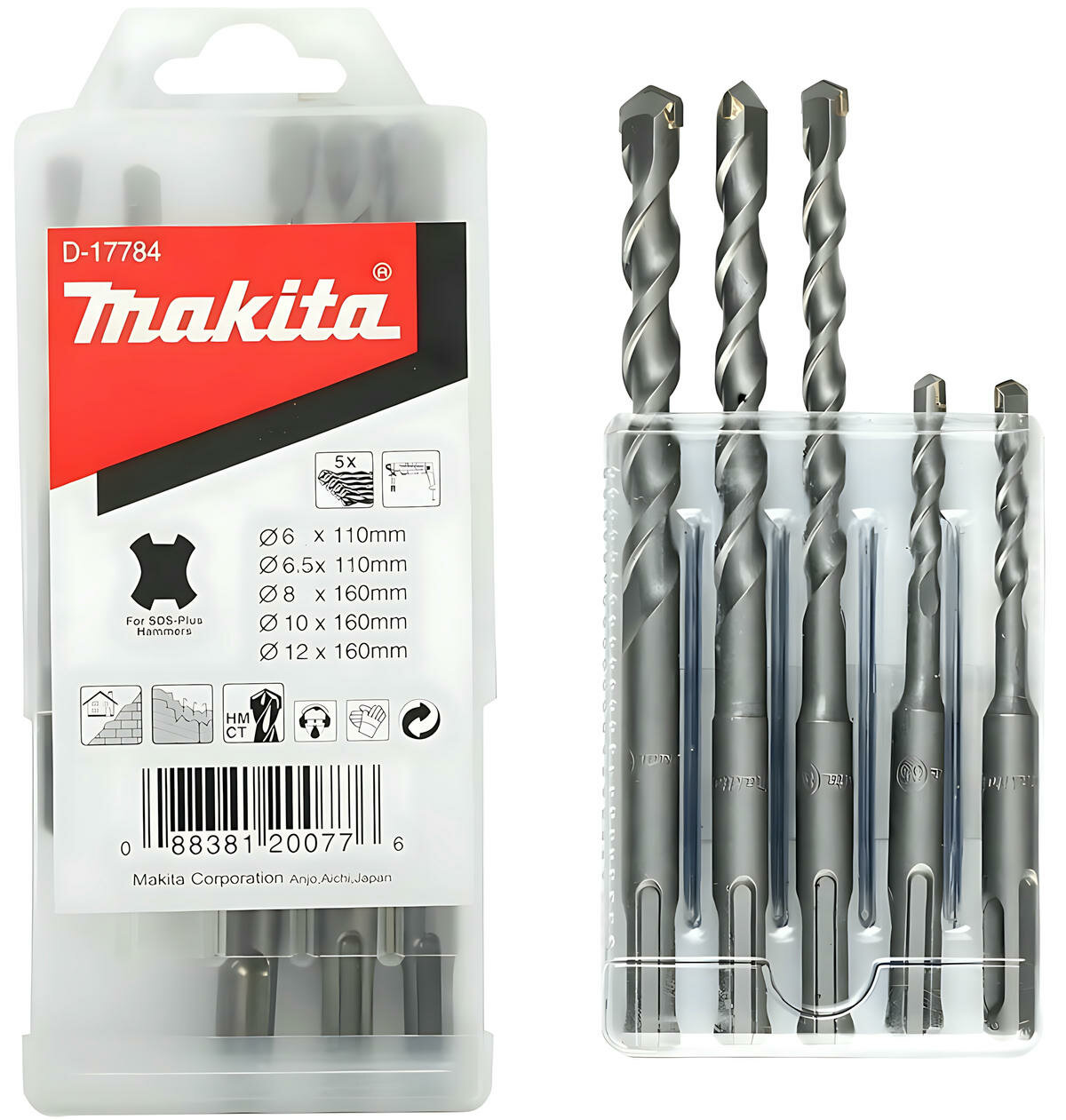 Набор буров 5 шт. (6, 6.5, 8, 10, 12 мм) SDS-Plus MAKITA D-17784