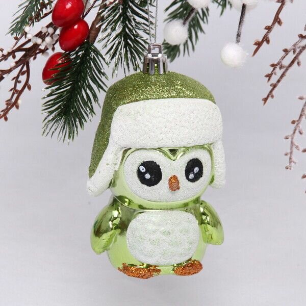 Елочная игрушка Серпантин Новогодний пингвин 7х6х11 см, цвет зеленый