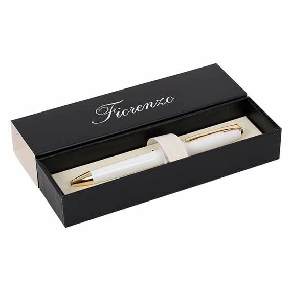 Ручка шариковая FIORENZO подарочная, синяя, корпус белый, поворотный механизм (231476)