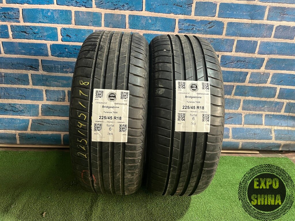 Две летние шины БУ Шина Bridgestone Turanza T005 225/45 R18 91W